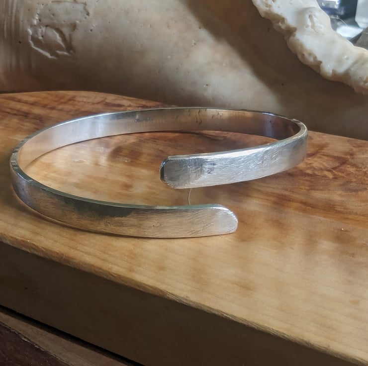 Sterling Silver Bangle, textured design - Folksy