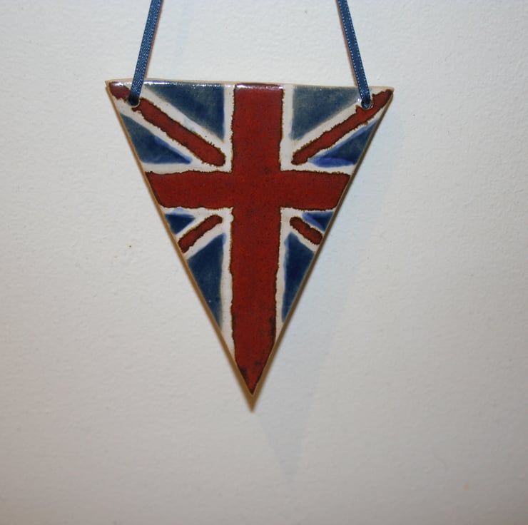 Handmade ceramic union jack red white & blu... - Folksy