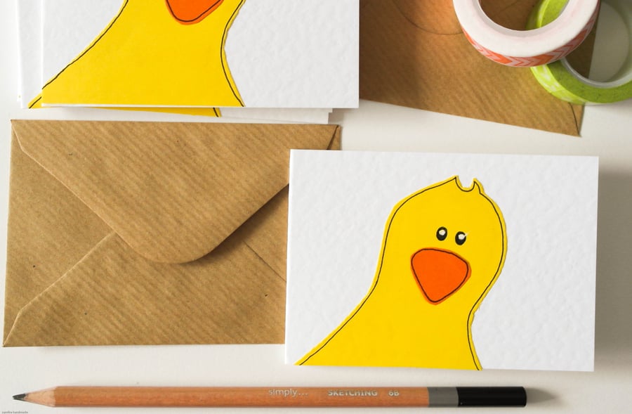Cute Duck Card Pack, Yellow Duck Greeting Cards... - Folksy