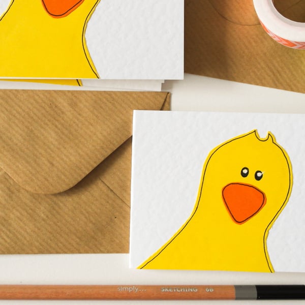 Cute Duck Card Pack, Yellow Duck Greeting Cards... - Folksy