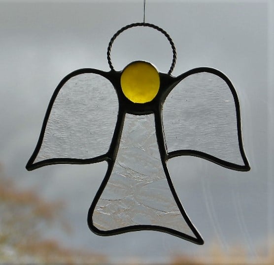 Stained glass suncatcher (Angel) abstract in tw... - Folksy
