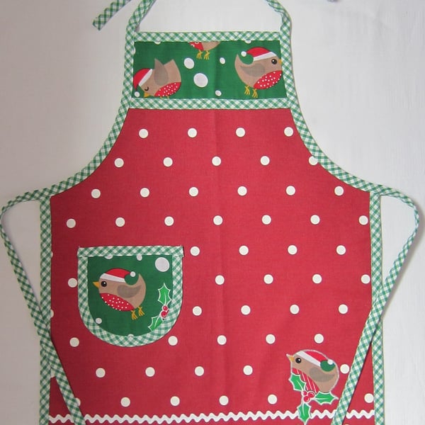 Child's Christmas Robin Apron - Folksy