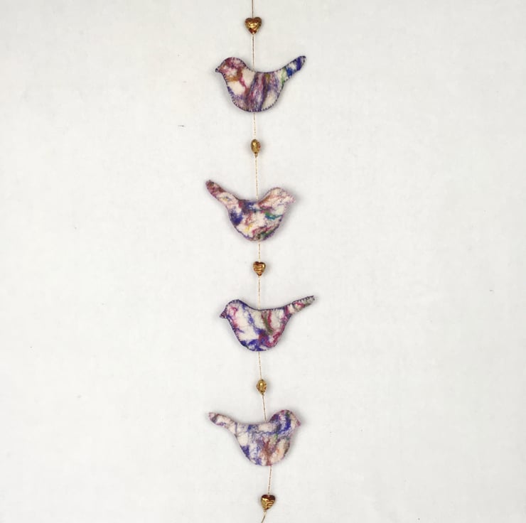 Felt hanging birds, string of birds, bird garland - Folksy