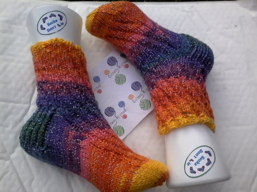 Whirly Knitted dk socks - Folksy