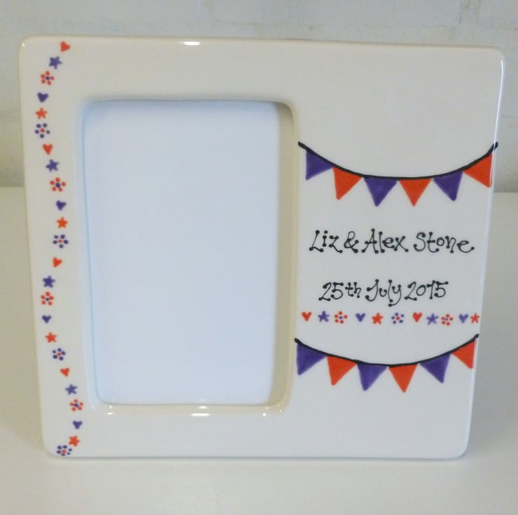 Personalised Ceramic Wedding Photo frame - Folksy