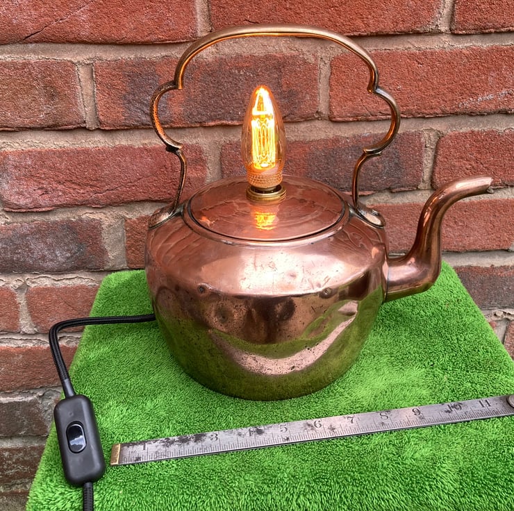 Copper Kettle Table Lamp, Farmhouse or Cottage ... - Folksy