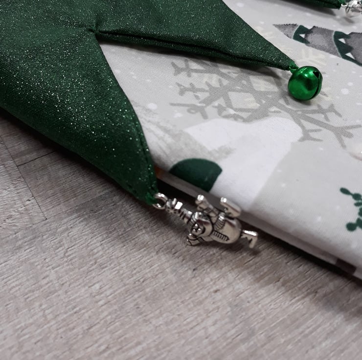 Christmas Elf stocking with green gnomes, bells... - Folksy