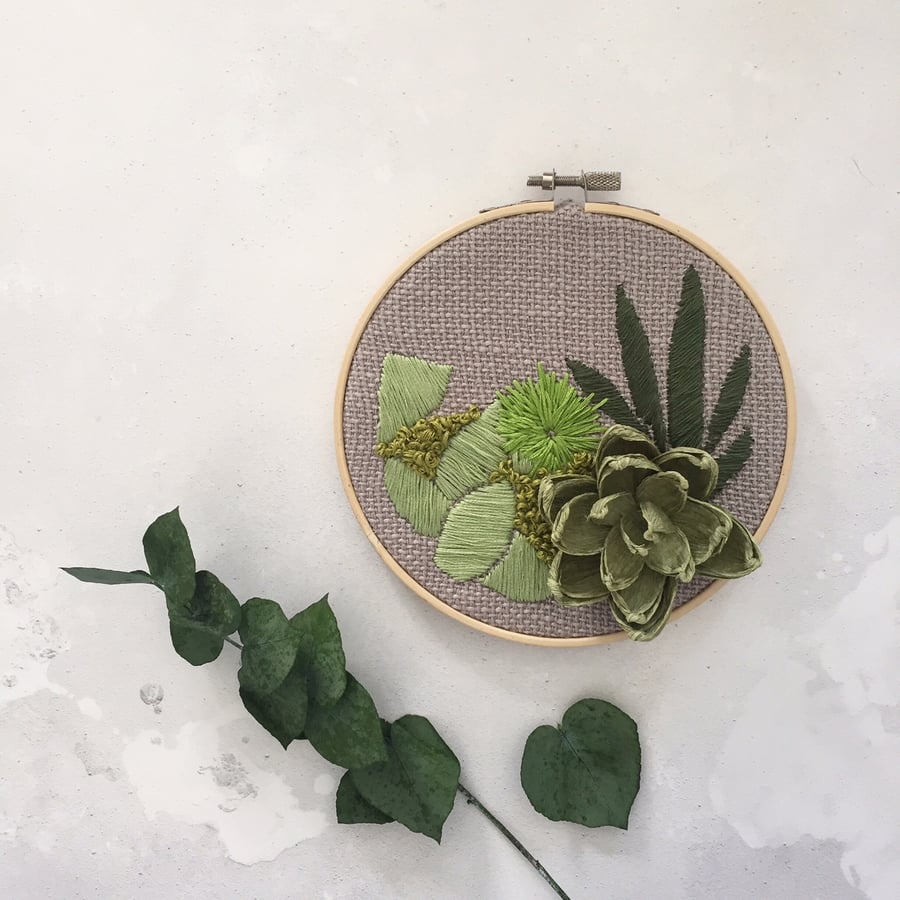 Paper Succulent Embroidered Garden II - Folksy