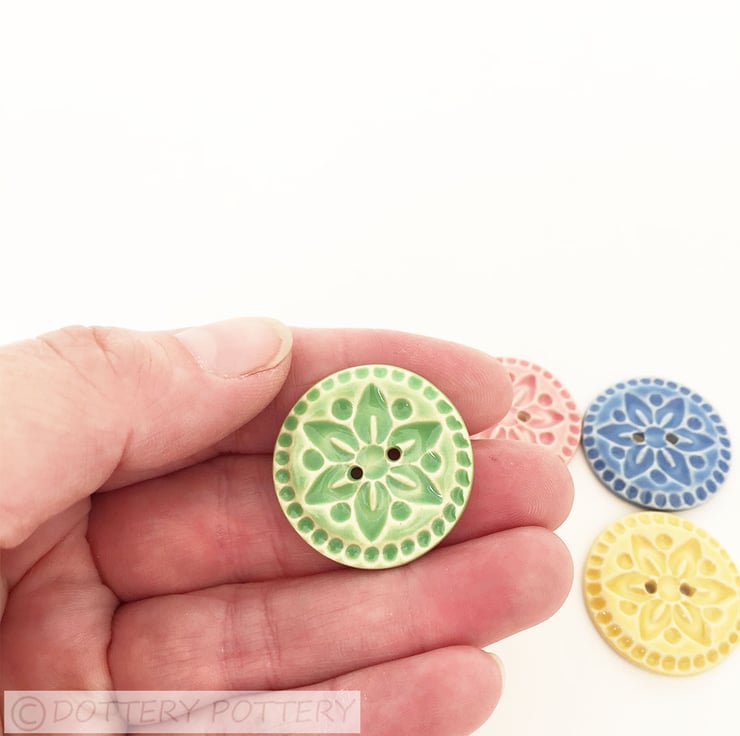 Set of four large ceramic buttons pottery butt... - Folksy