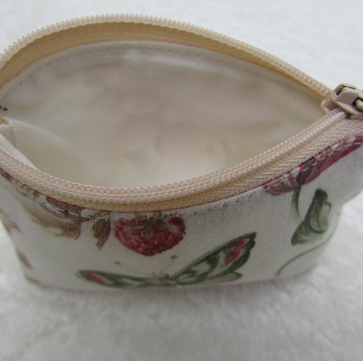 Small purse - Cream with butterfly, fruit and f... - Folksy