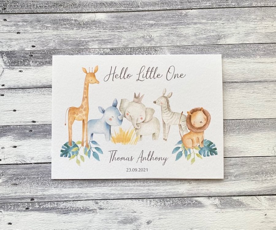 Personalised Jungle, Safari Baby Animal New bab... - Folksy