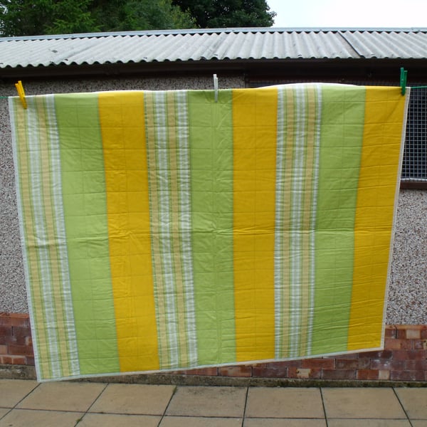 upcycled striped quilted sofa throw, bright sum... - Folksy