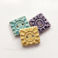 Set of three handmade ceramic buttons - Folksy