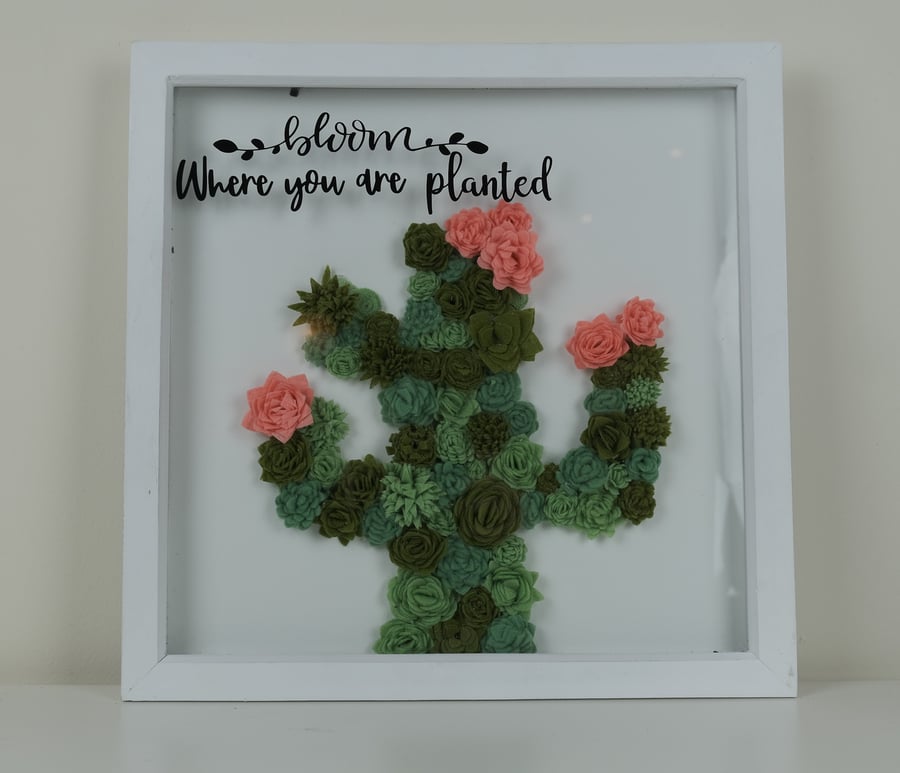 Cactus Flower Motivational Wall Décor - Folksy