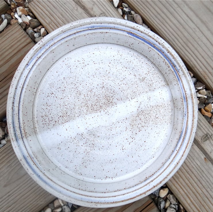 Rustic ceramic plate with speckled cream and bl... - Folksy