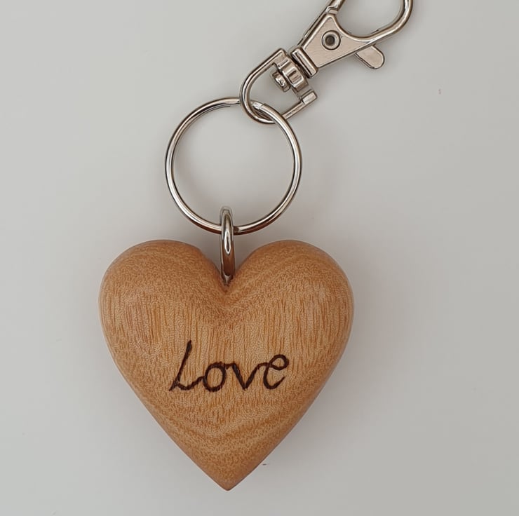 Love heart keyring handburnt using pyrography - Folksy