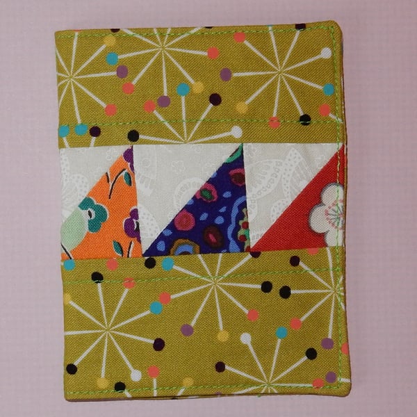Needle case - patchwork and coloured headed pins - Folksy