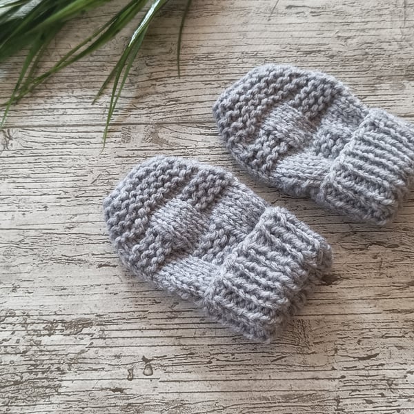 0-3 Months Basket Weave Mittens, Other Colours - Folksy