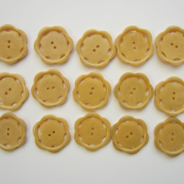 15 Vintage Mustard Yellow Flower Buttons - Folksy