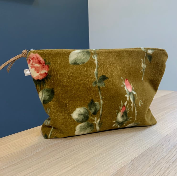 Large Rescued velvet rose pouch - Folksy