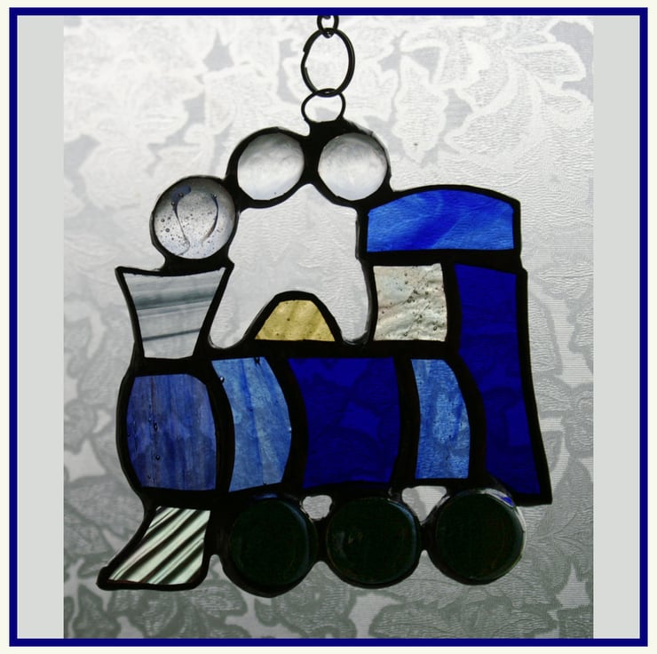 Steam Engine Suncatcher Stained Glass Handmade - Folksy