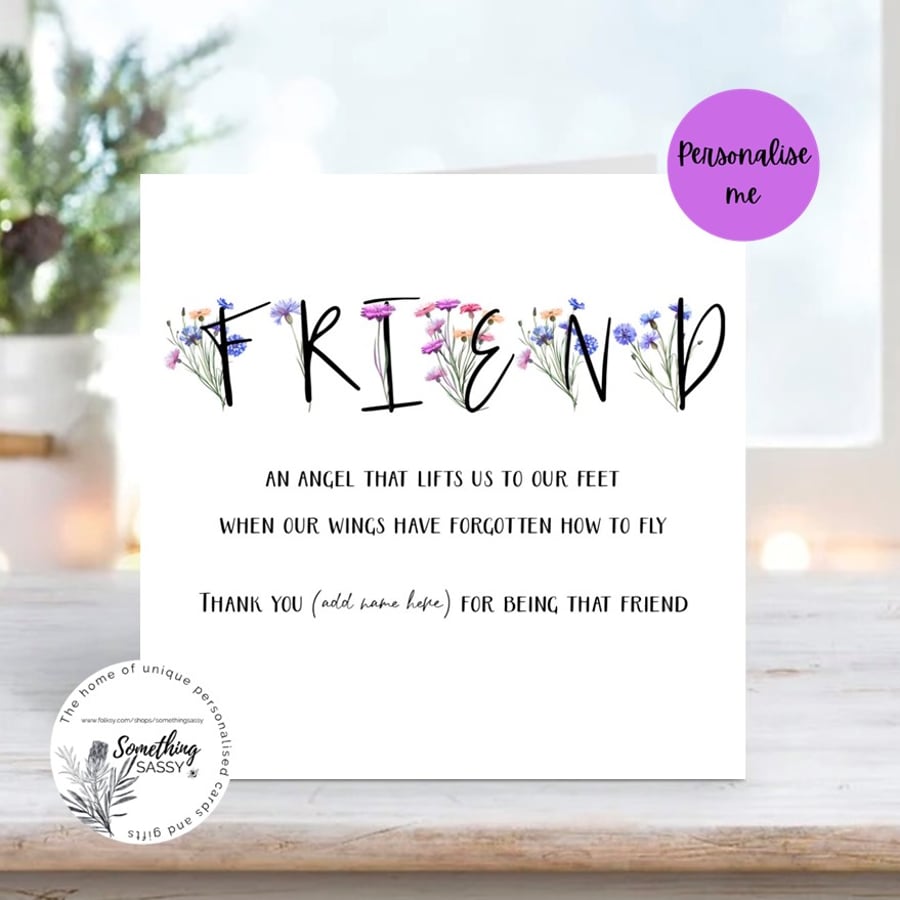 Personalised Watercolour print Friend Card - T... - Folksy