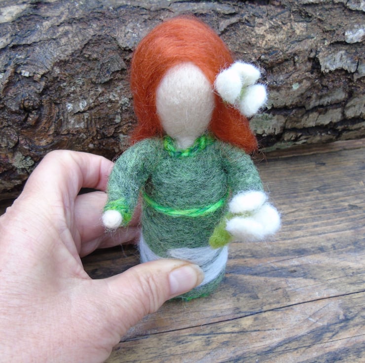 Snowdrop - Spring doll, needle felt doll, Sprin... - Folksy