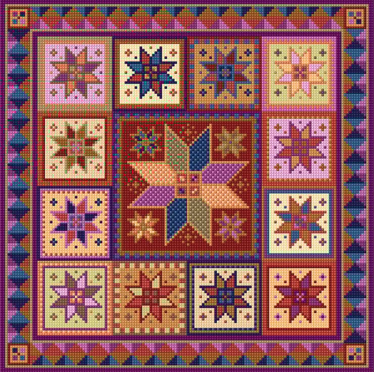 Star Tile Cushion Tapestry Kit, Charted Cross-s... - Folksy
