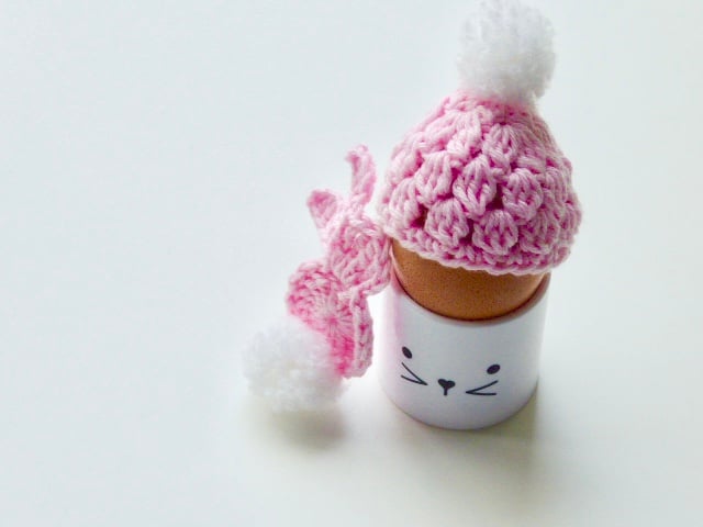 Egg cosy and bunny, pink egg cosy, crochet egg ... - Folksy
