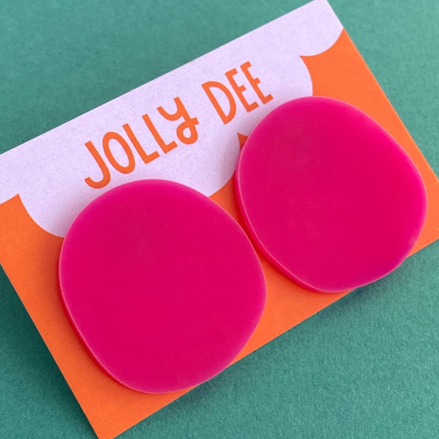 Perfectly imperfect dark pink acrylic earrings,... - Folksy