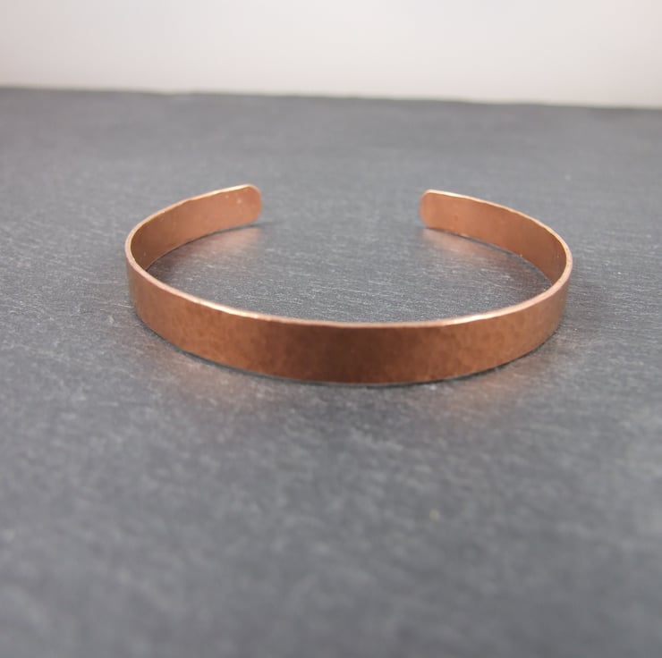 Hammered Copper Cuff Bangle, Large Size - Folksy