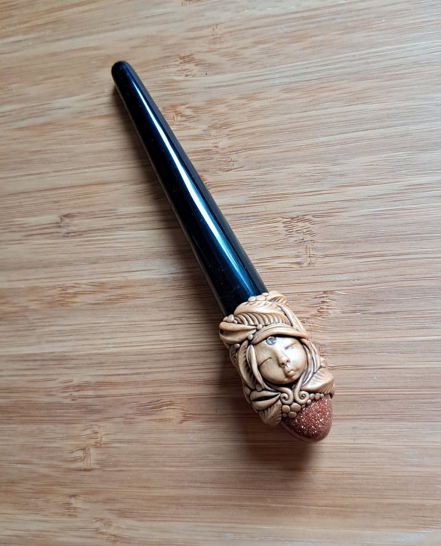 Black Obsidian, Goldstone Crystal and Polymer C... - Folksy