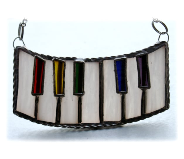 Piano Suncatcher Stained Glass Keyboard Keys M... - Folksy