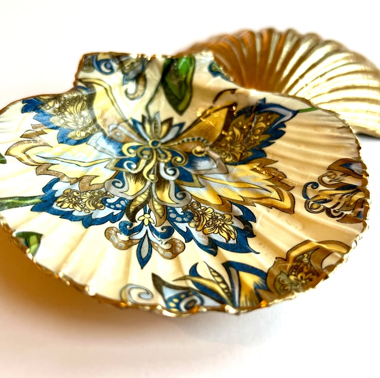 Golden Blue. Hand Finished Dorset Scallop shell... - Folksy