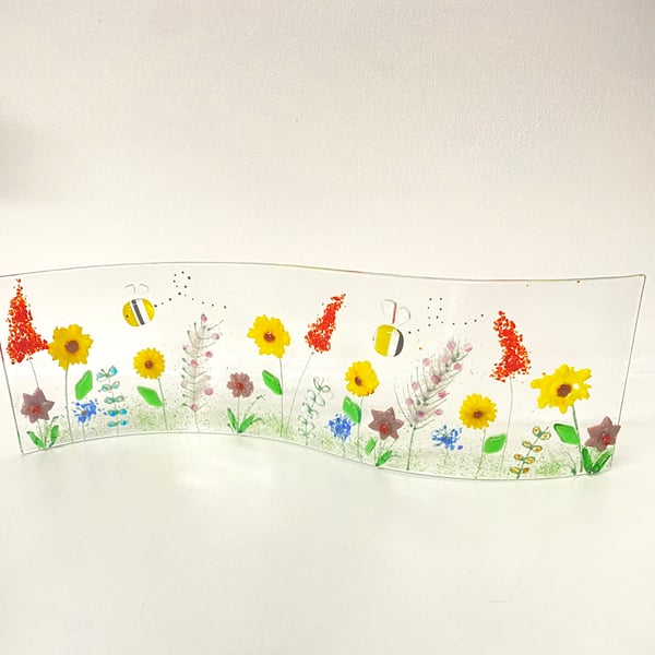Glass floral wave ornament - Folksy