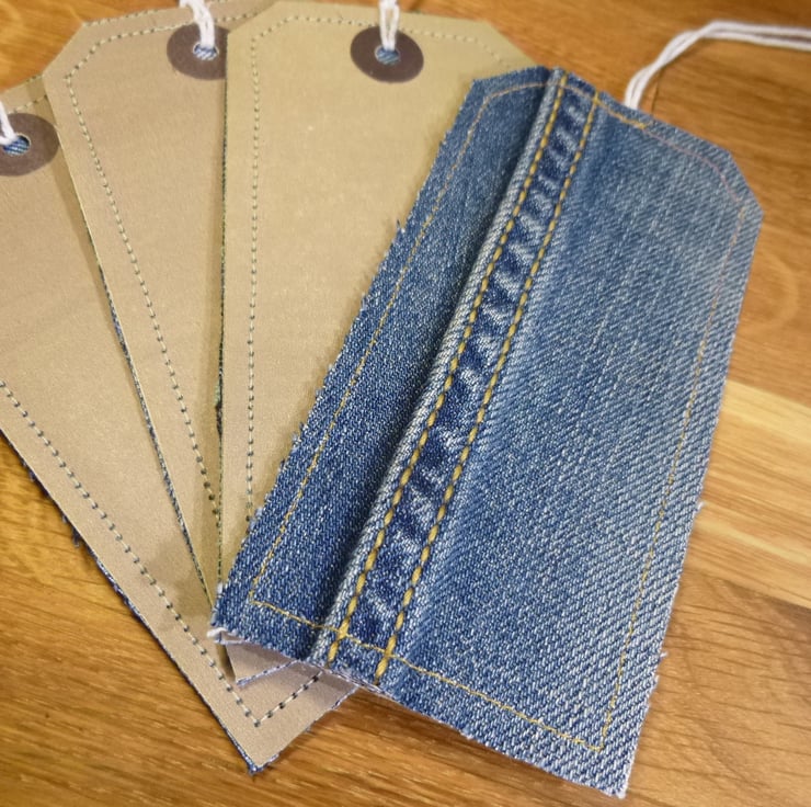 Upcycled Denim Jean Gift Tags - Set of 4 - Folksy
