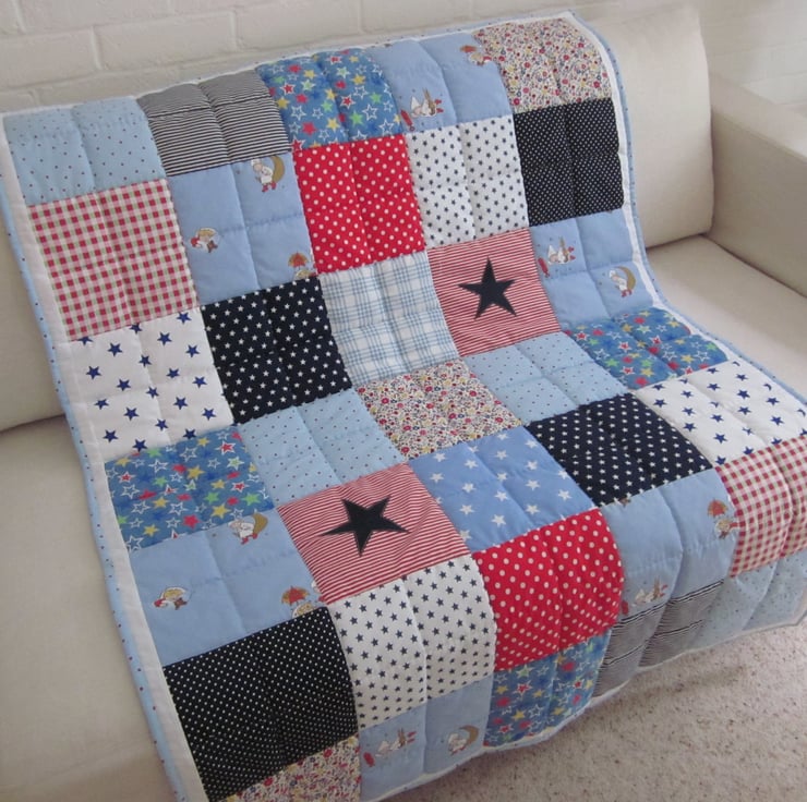 Handmade Patchwork Cot - Bed Quilt - Folksy