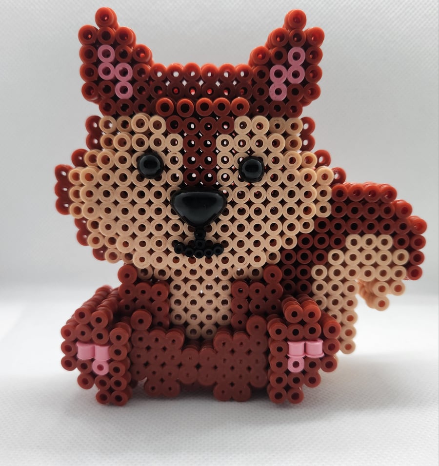 Cute 3d Red squirrel made out of hama beads - Folksy