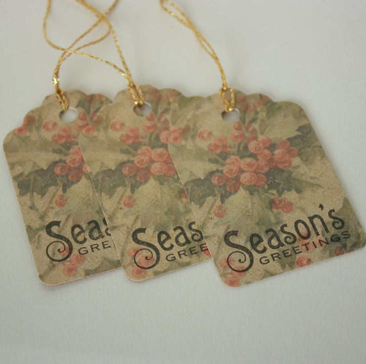 Handmade, traditional style Christmas gift tags - Folksy