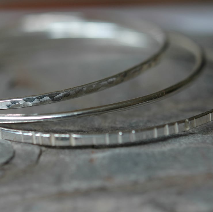 Trio of Sterling Silver Stacking Bangles, Hallm... - Folksy