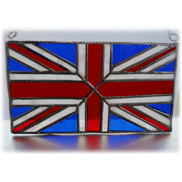Union Jack Stained Glass Suncatcher Handmade Br... - Folksy