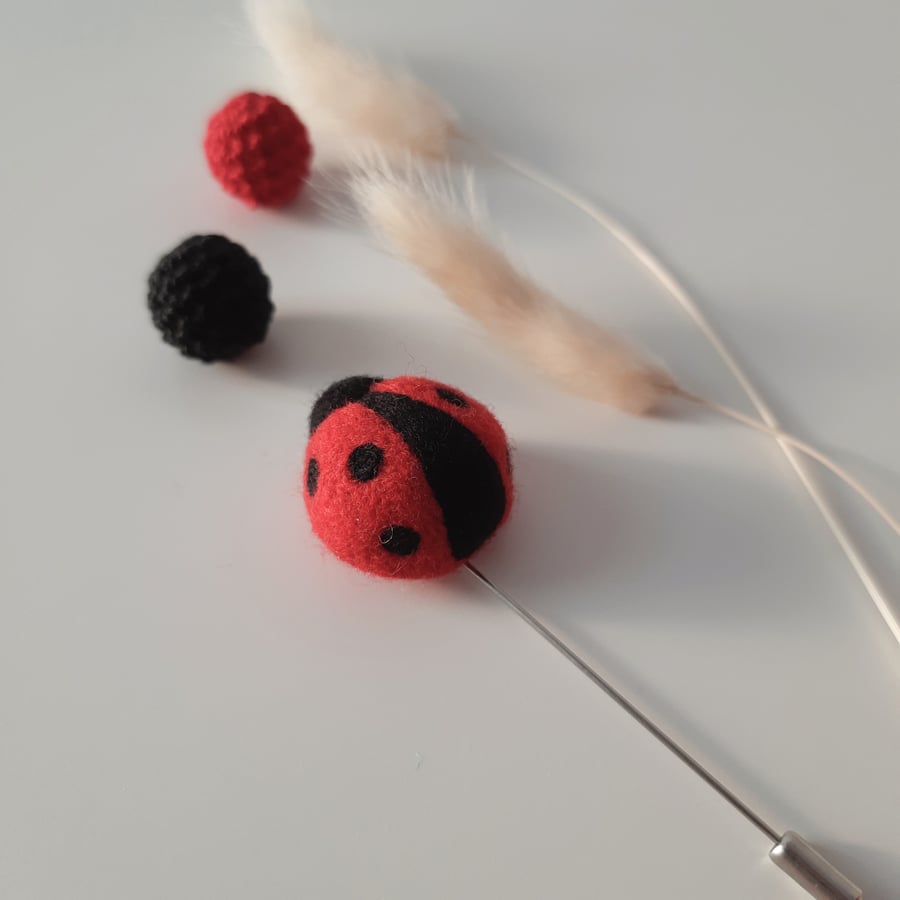 Needle Felt Red Ladybird Pin - Folksy
