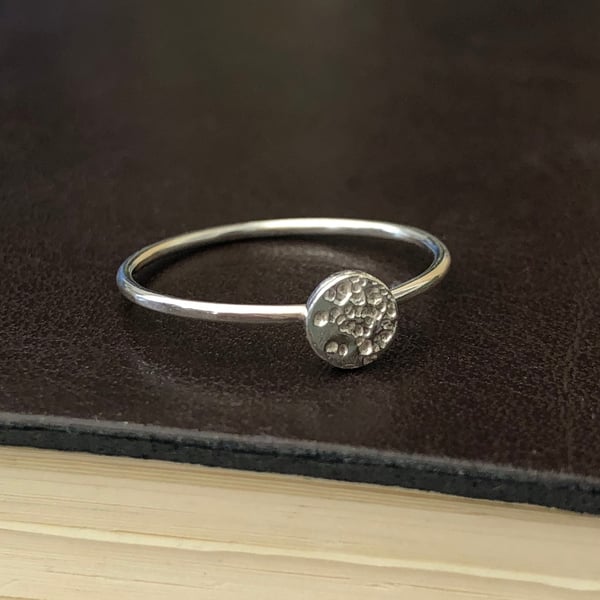 Mini Full Moon Ring, Sterling Silver Celestial ... - Folksy