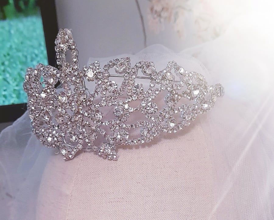 Beautiful sparkling lace tiara. - Folksy
