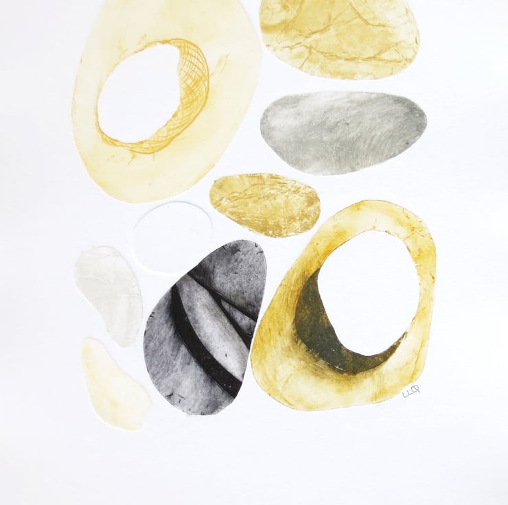 OOAK collagraph monoprint of pebbles and hagsto... - Folksy