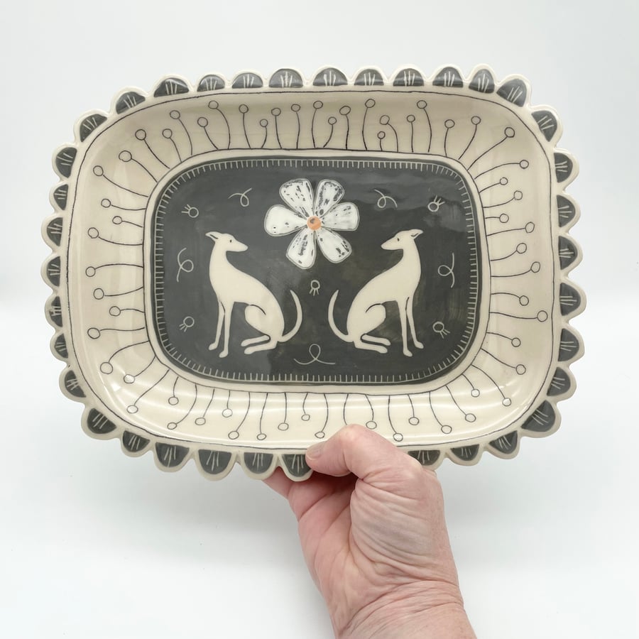 Unique Handmade Serving Platter with Dogs and F... - Folksy