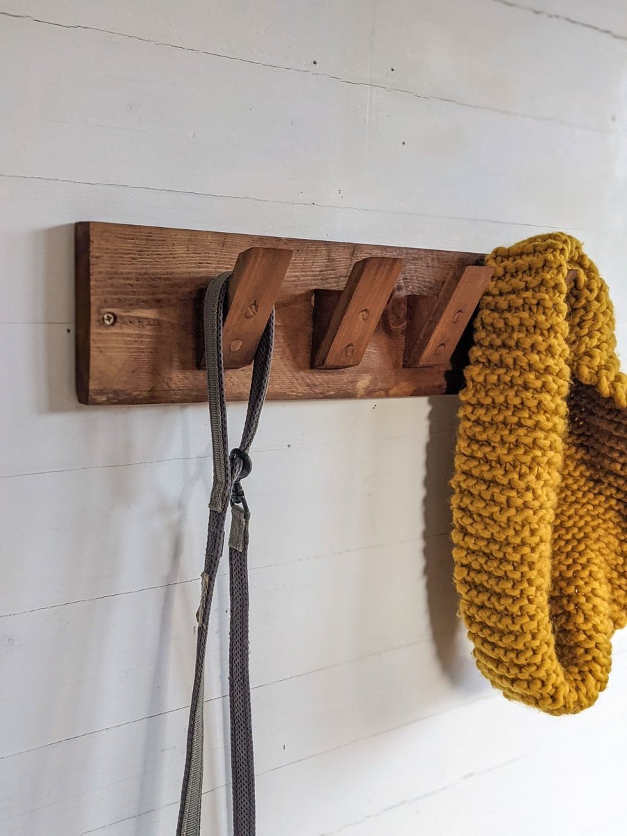 Rustic reclaimed timber coat rack hook. Wooden ... - Folksy