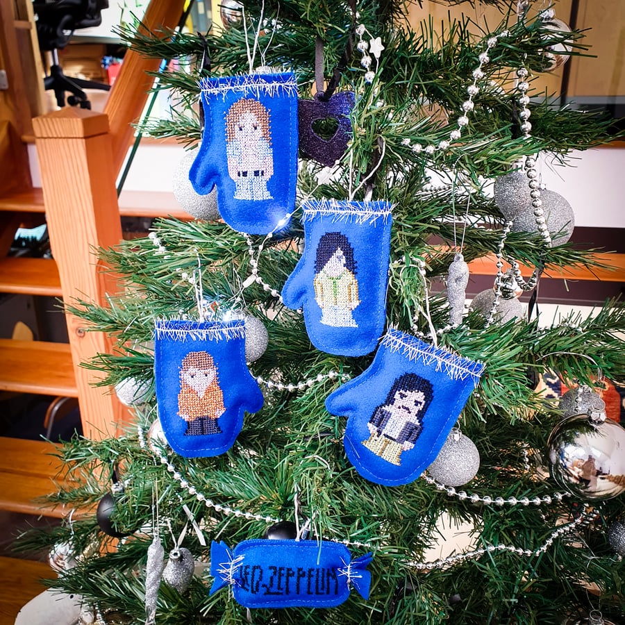 Hand-embroidered Led Zeppelin Set of Christmas ... - Folksy