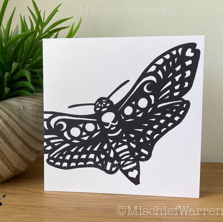 Deaths Head Hawk Moth Card - Blank for any occa... - Folksy
