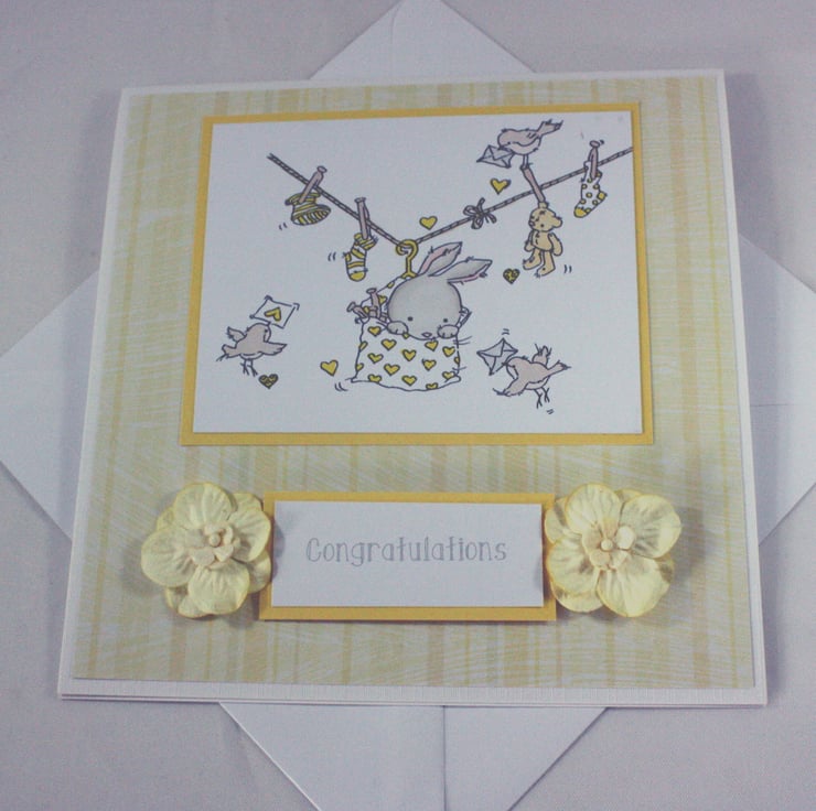 Handmade gender neutral new baby card - the was... - Folksy